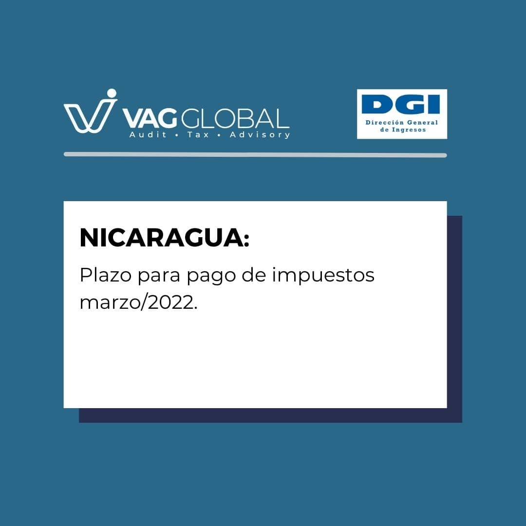 Plazo para pago de impuestos marzo/2022 - VAG GLOBAL